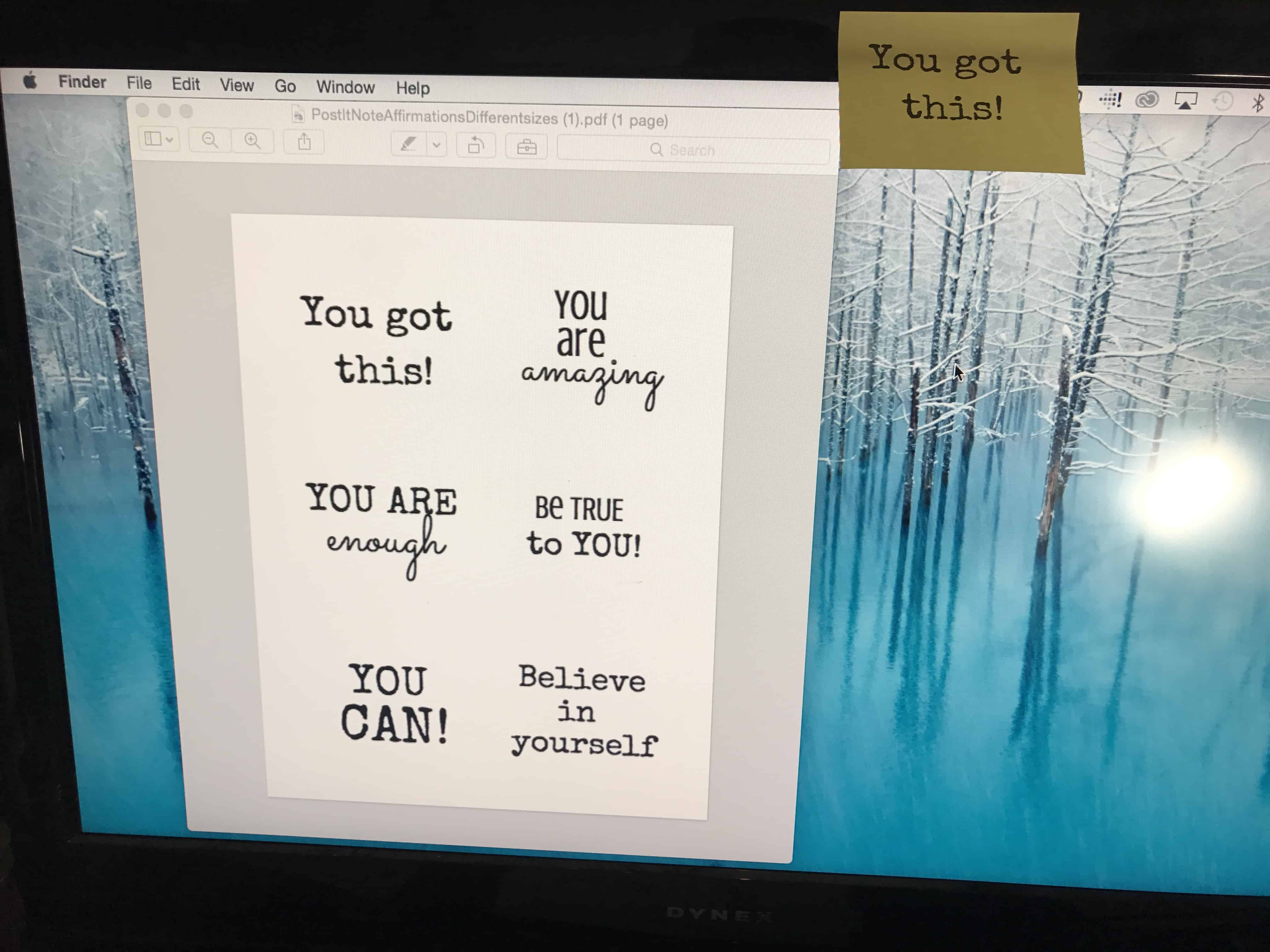 Post it Note Affirmations Printable- The Daily Reminder that you are Enough