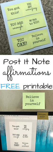 Post it Note Affirmations Printable- The Daily Reminder that you are Enough