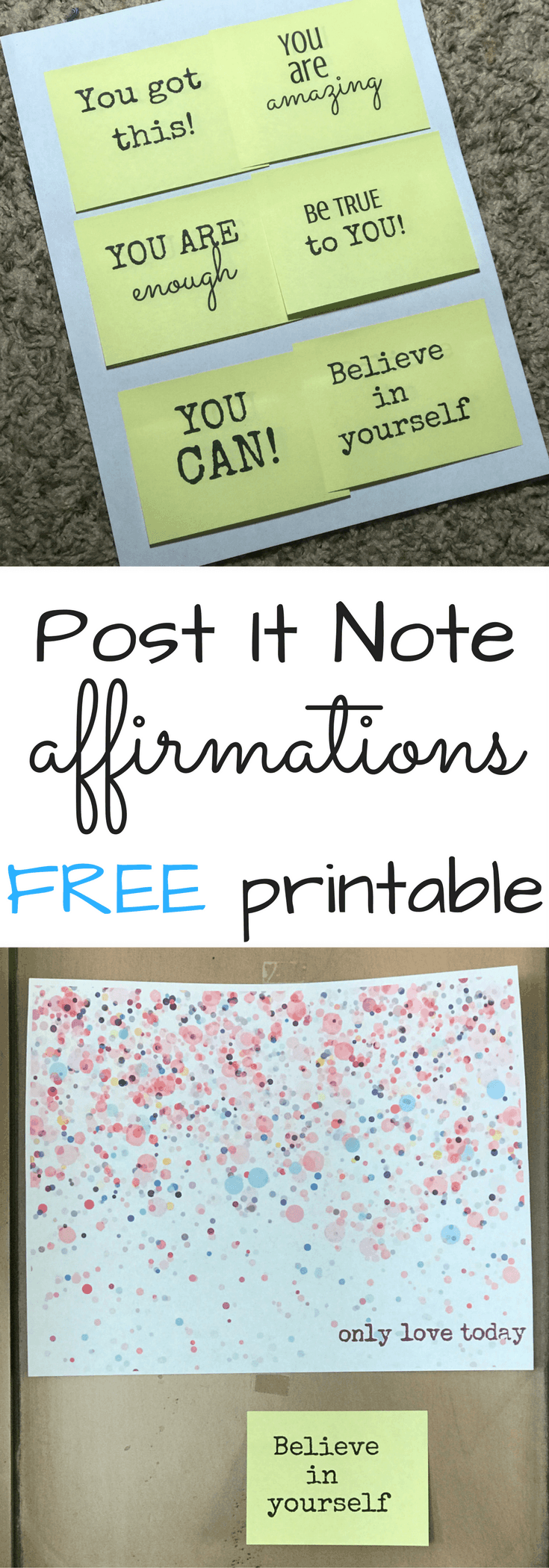 Post it Note Affirmations Printable- The Daily Reminder that you are Enough