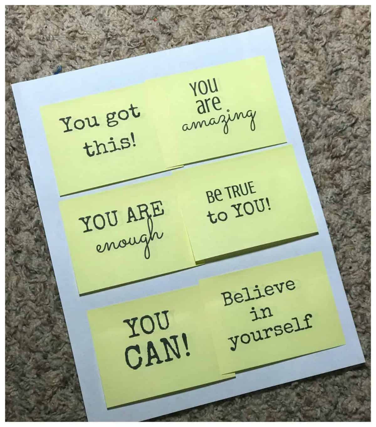 Post it Note Affirmations Printable- The Daily Reminder that you are Enough