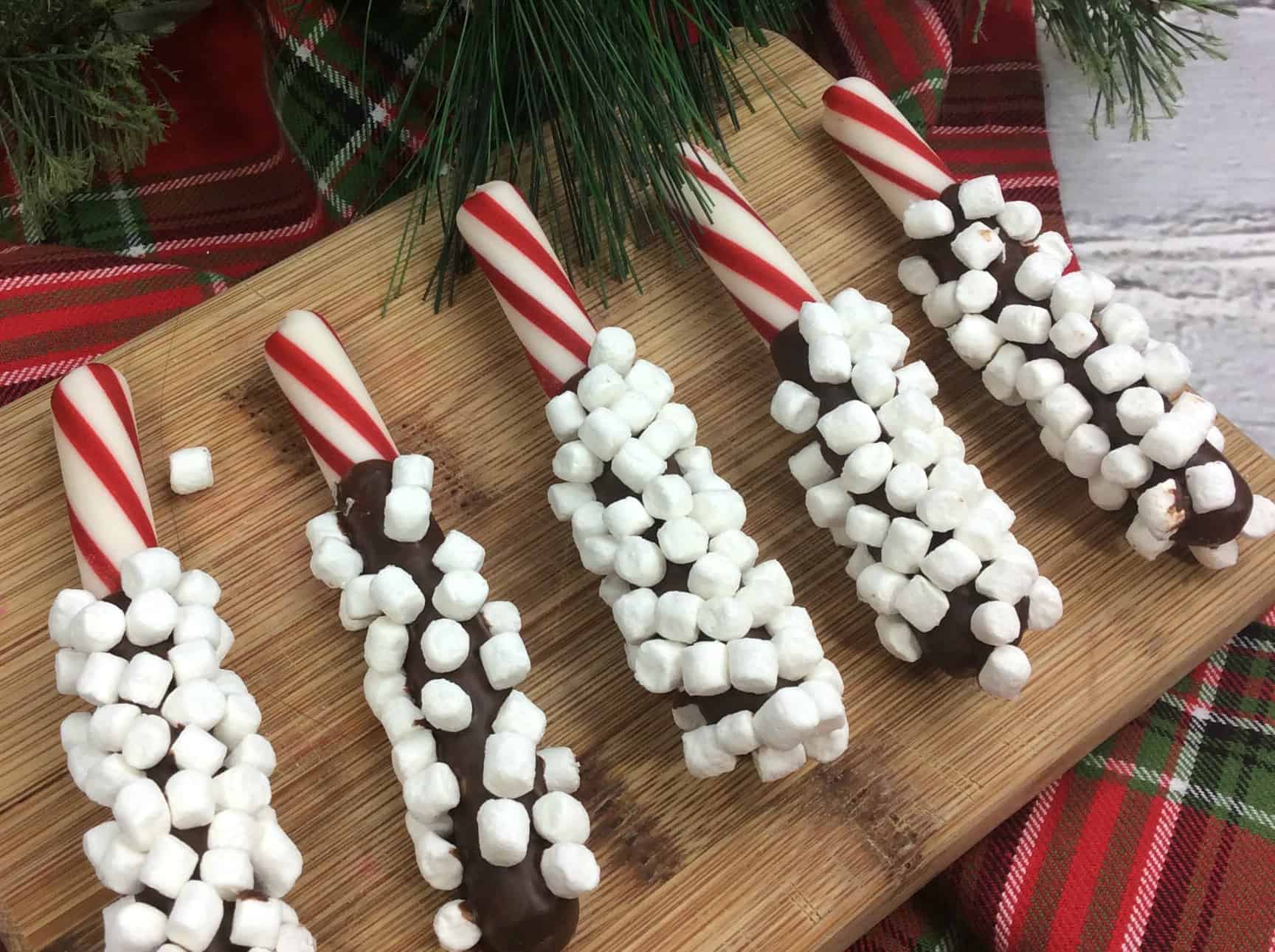 Holiday chocolate covered peppermint sticks