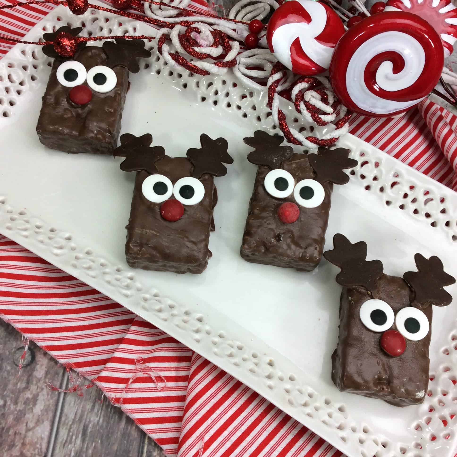 Chocolate Covered Reindeer Krispy Rice treat
