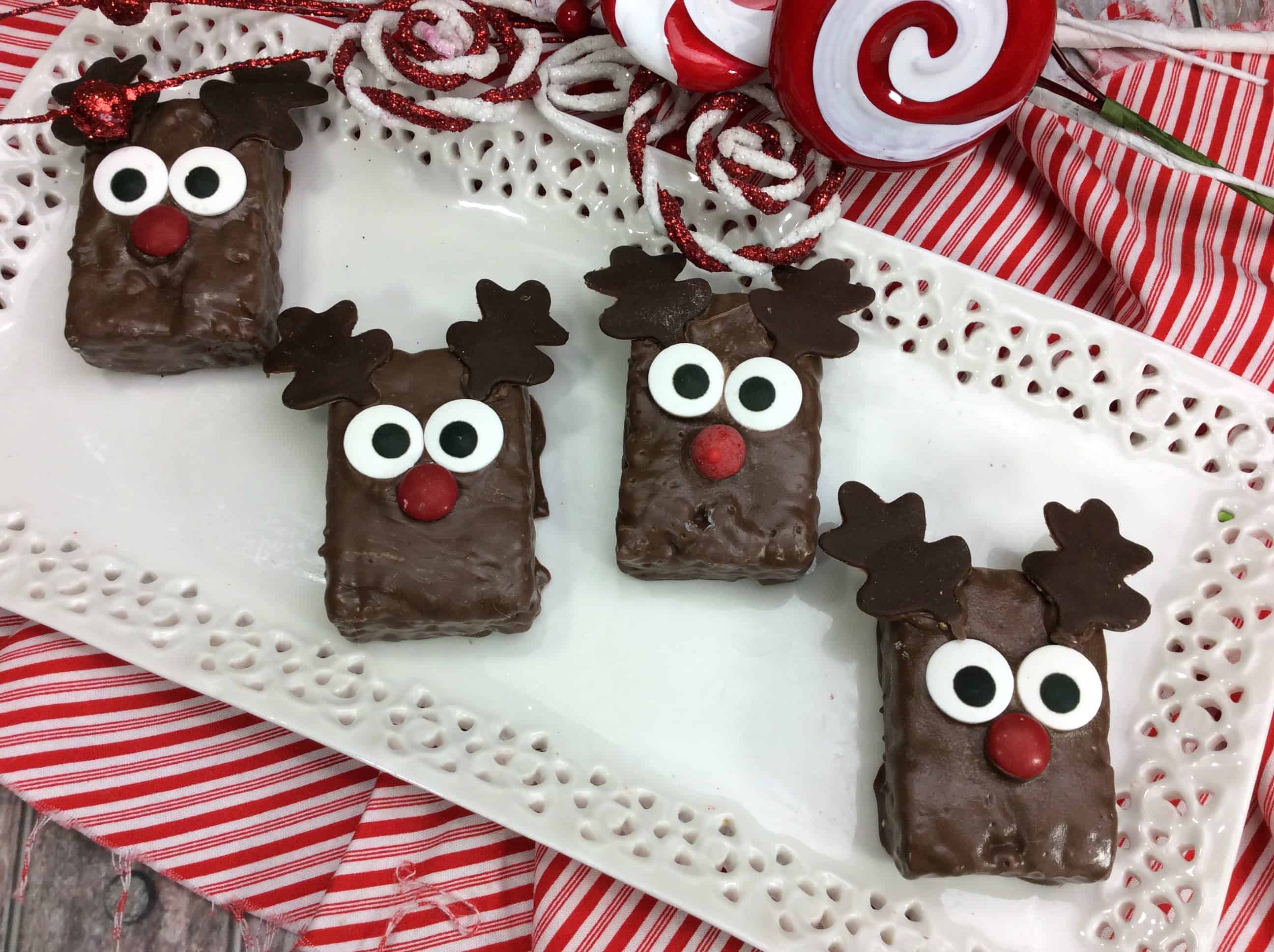 Chocolate Covered Reindeer Krispy Rice treat