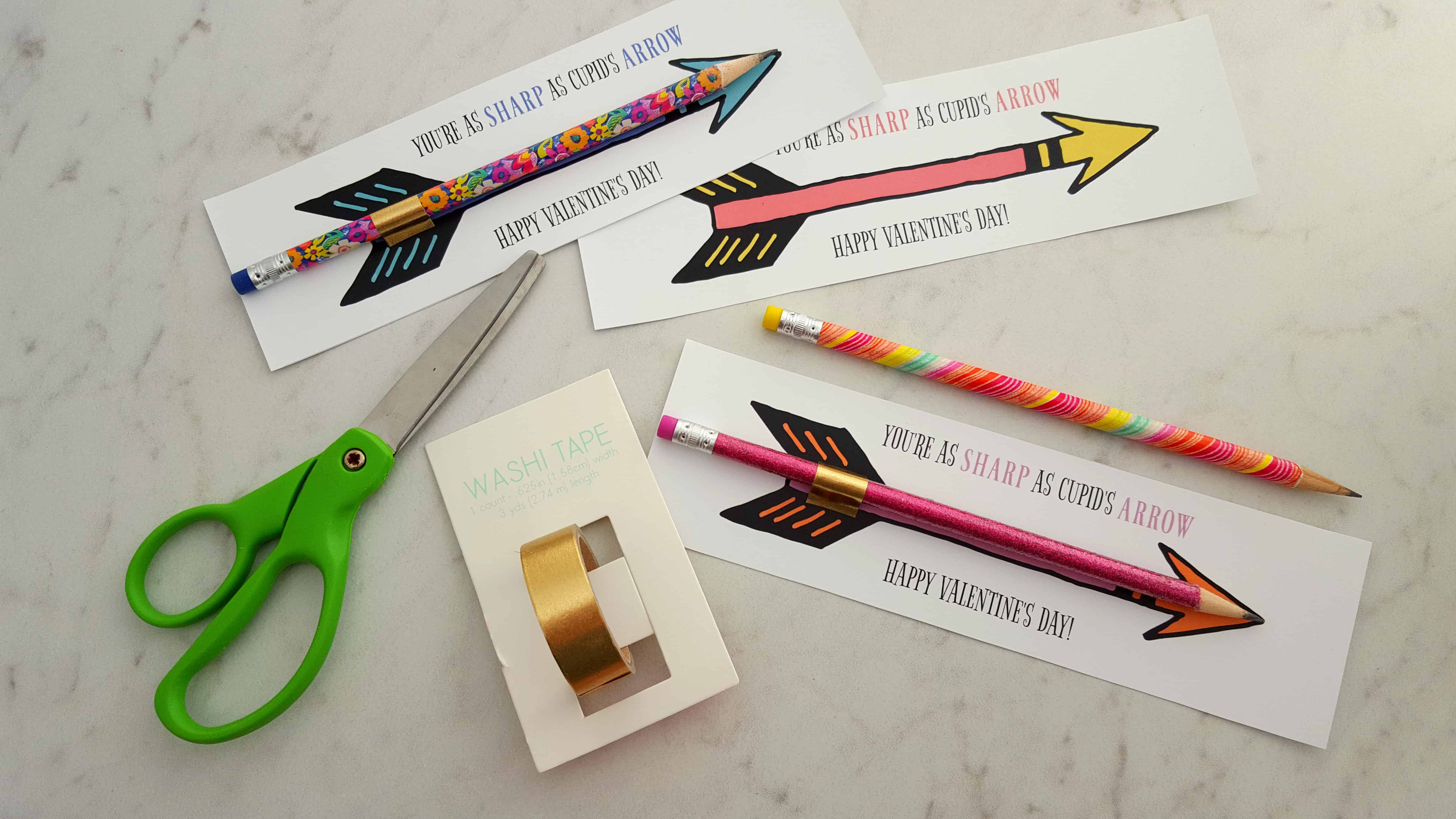 Cupid’s Arrow Pencil Valentine Printable- Free Valentine's Day Printable