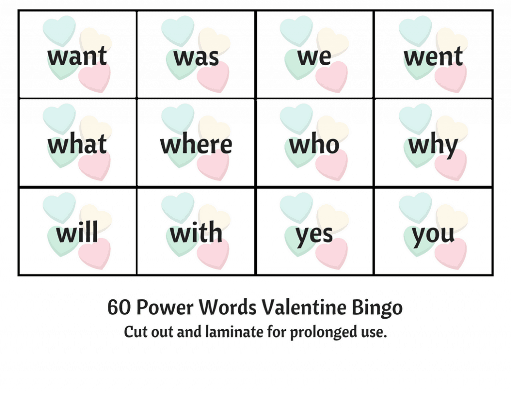 Valentine's Day Sight Word Bingo- Free Bingo Board Printable for Teachers