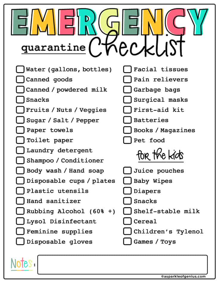 How to Prepare for Quarantine: Free Emergency quarantine Checklist ...