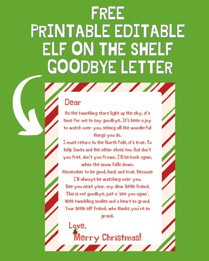Free printable editable elf on the shelf goodbye letter - A Sparkle of ...
