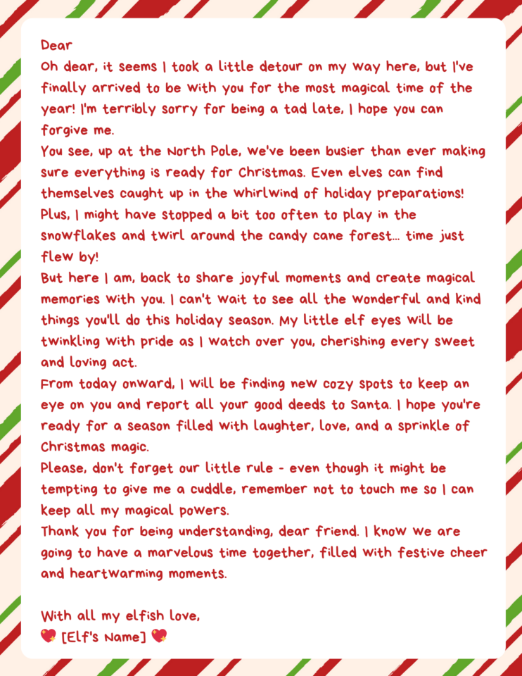 Printable Elf On The Shelf Late Arrival Letter Idea A Sparkle Of Genius