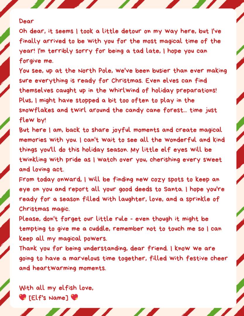 Printable Elf On The Shelf Late Arrival Letter Idea A Sparkle Of Genius