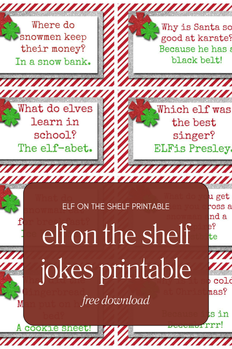 Elf on the Shelf Jokes Printable (free printables) - A Sparkle of Genius