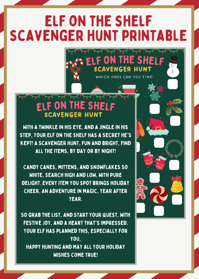 Elf on the Shelf Scavenger Hunt Printable and Poem - A Sparkle of Genius