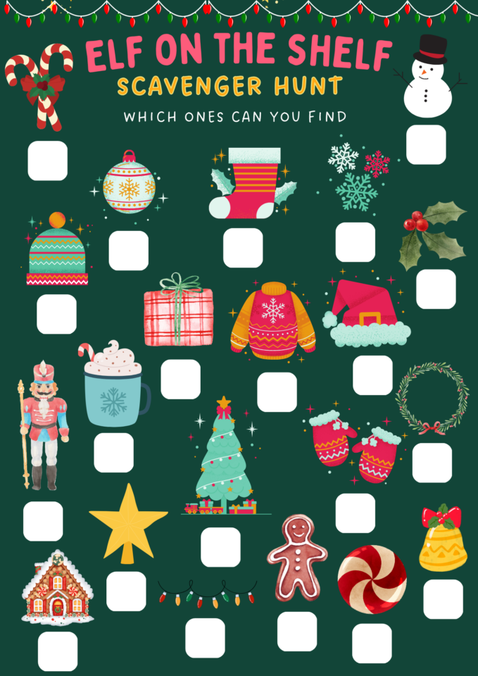 Elf on the Shelf Scavenger Hunt Printable and Poem - A Sparkle of Genius