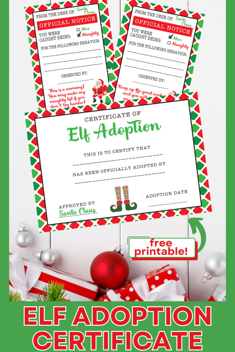 Free printable elf adoption certificate download - A Sparkle of Genius
