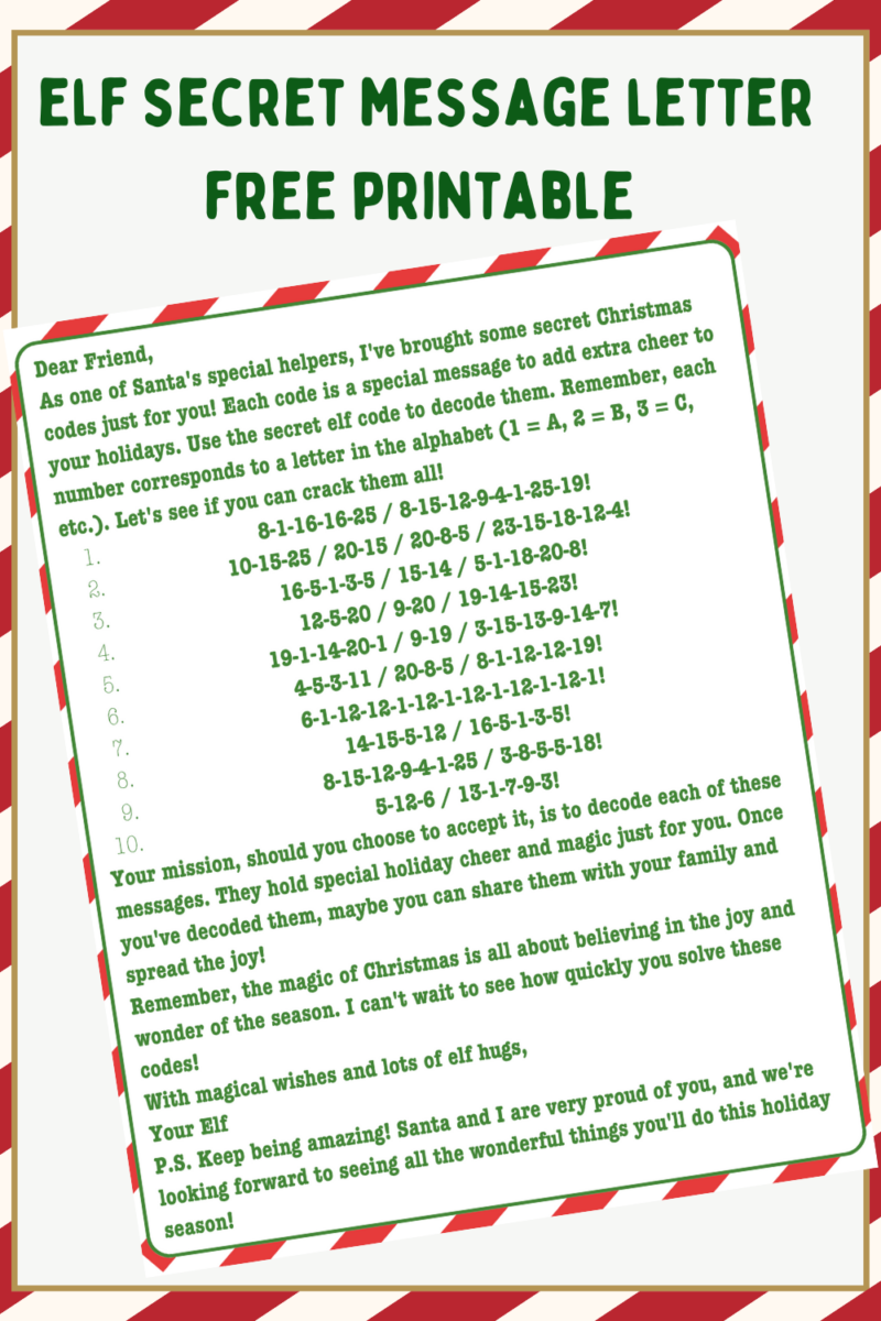 Elf secret message Printable - A Sparkle of Genius
