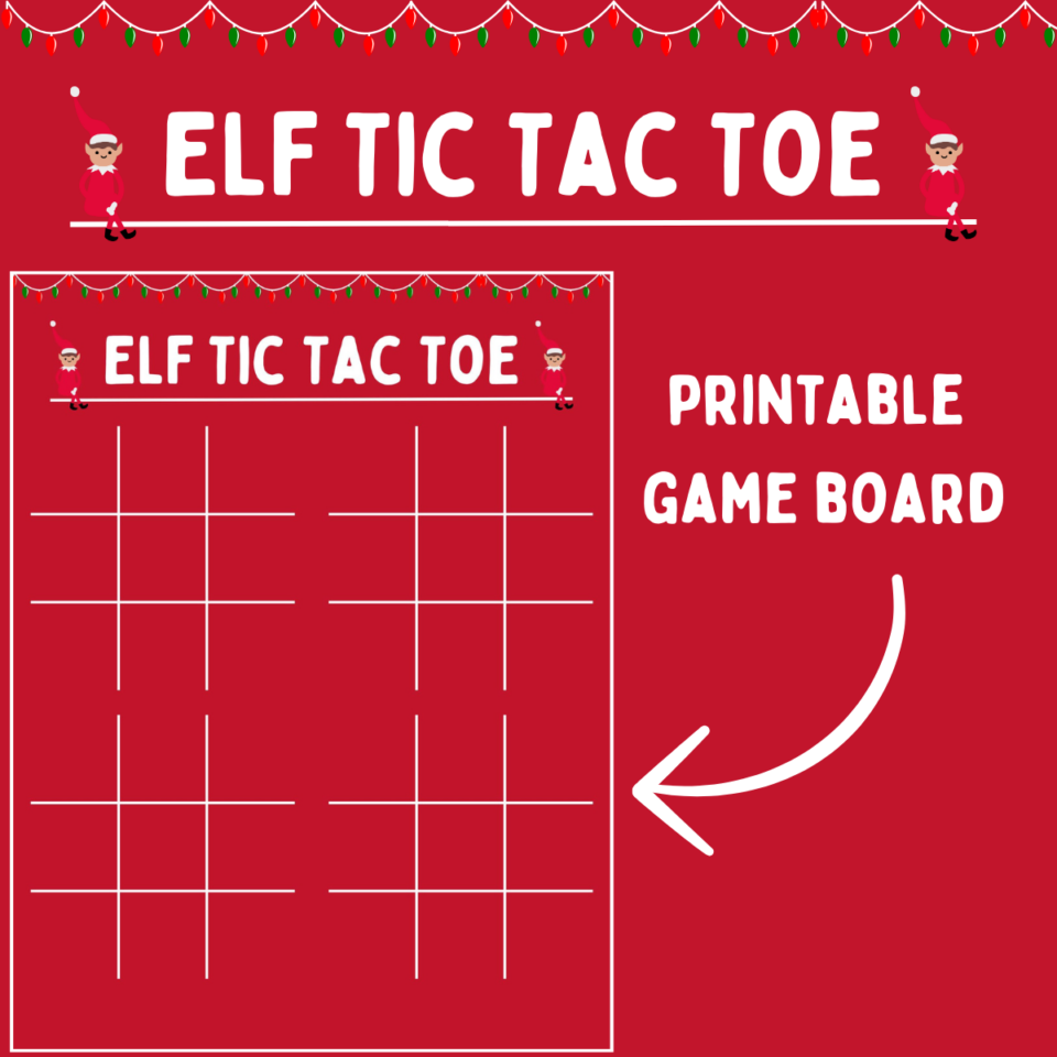 Elf Tic Tac Toe Printable - A Sparkle of Genius