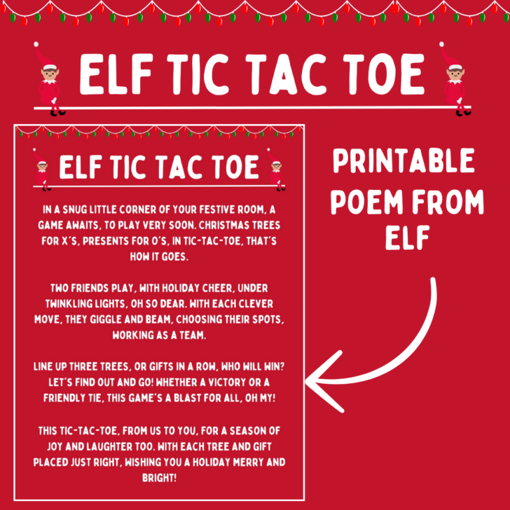 Elf Tic Tac Toe Printable - A Sparkle of Genius