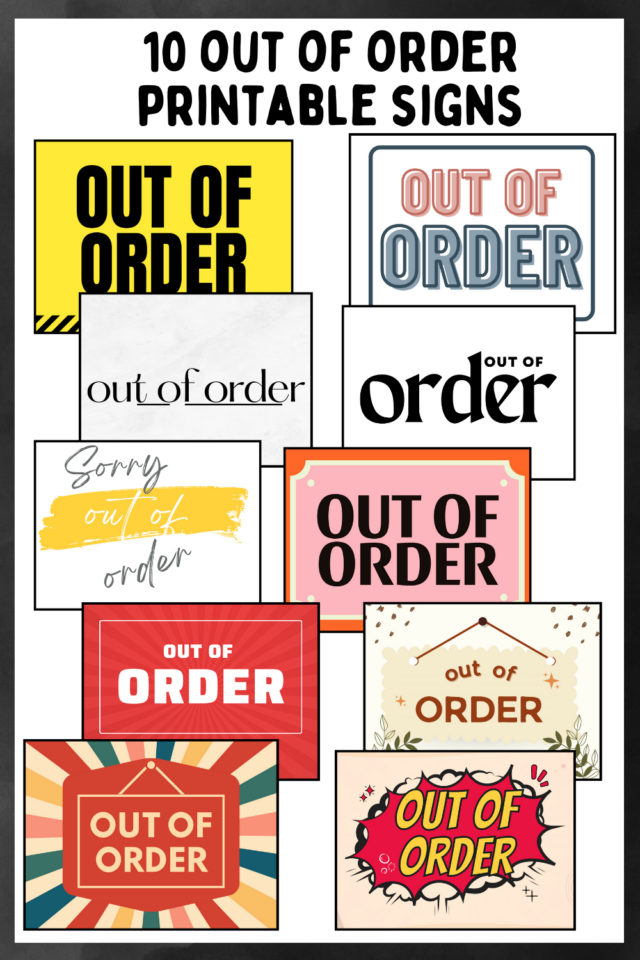 Out of Order Sign Printable - A Sparkle of Genius