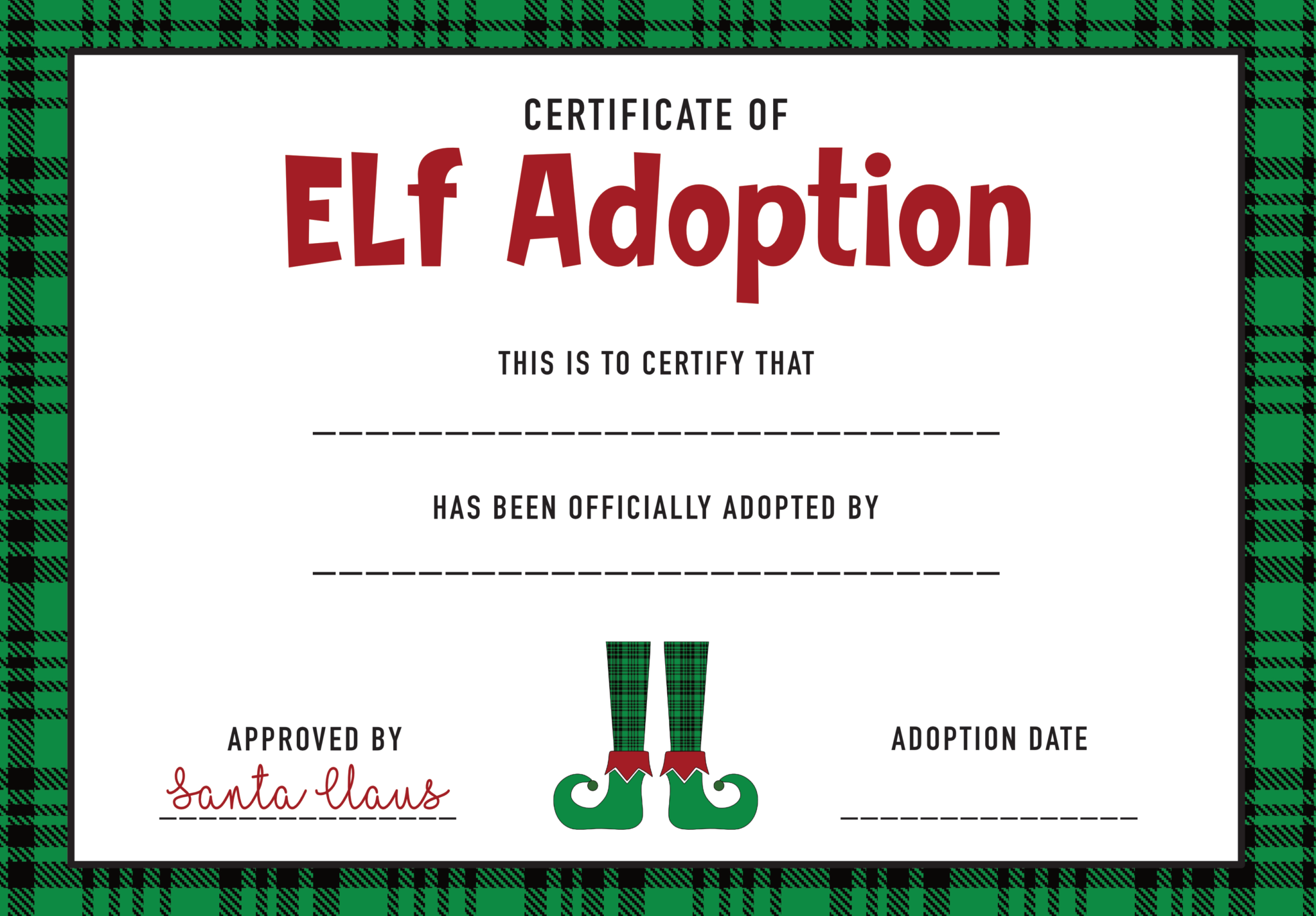 Free printable elf adoption certificate download - A Sparkle of Genius