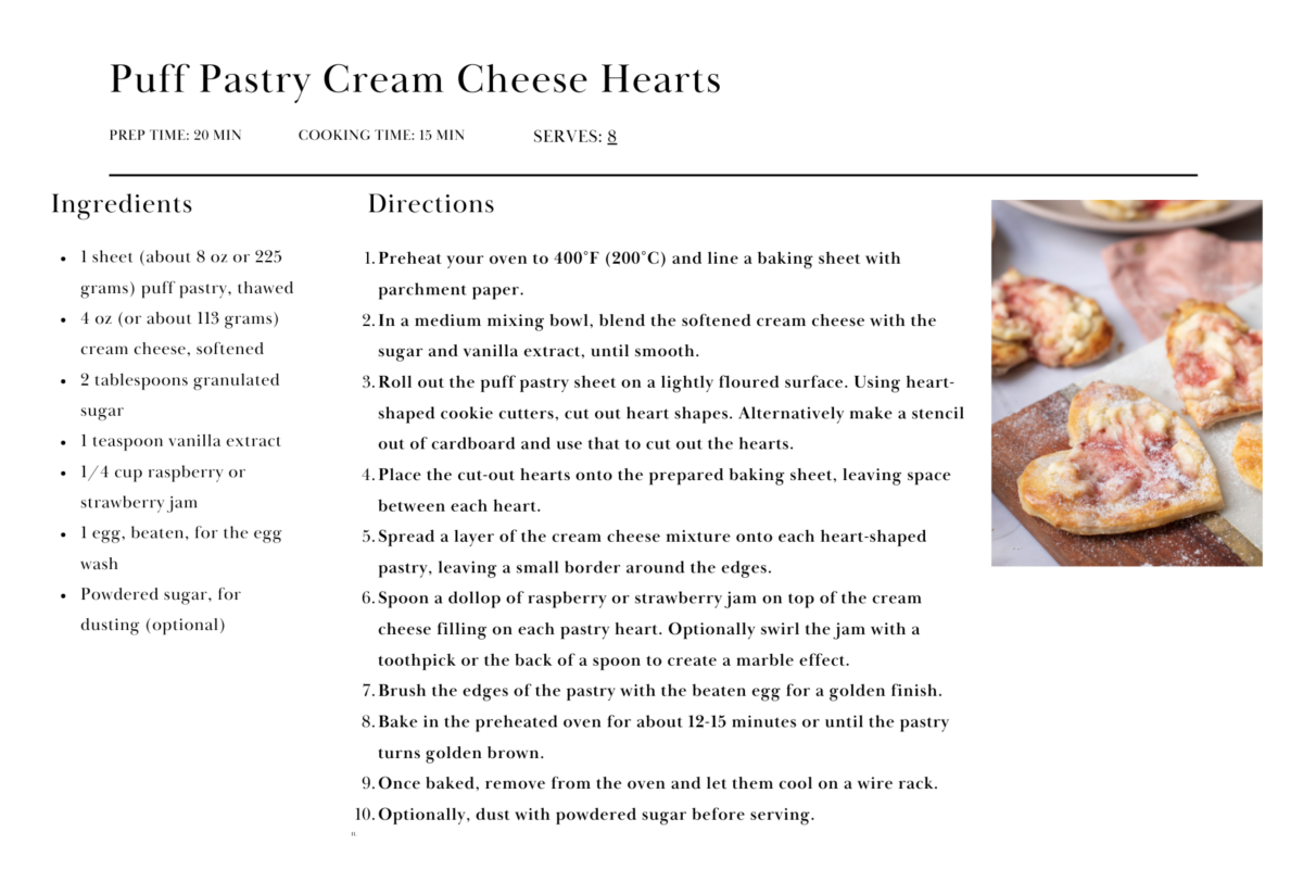 Puff Pastry Hearts Recipe with Cream Cheese and Jam - A Sparkle of Genius