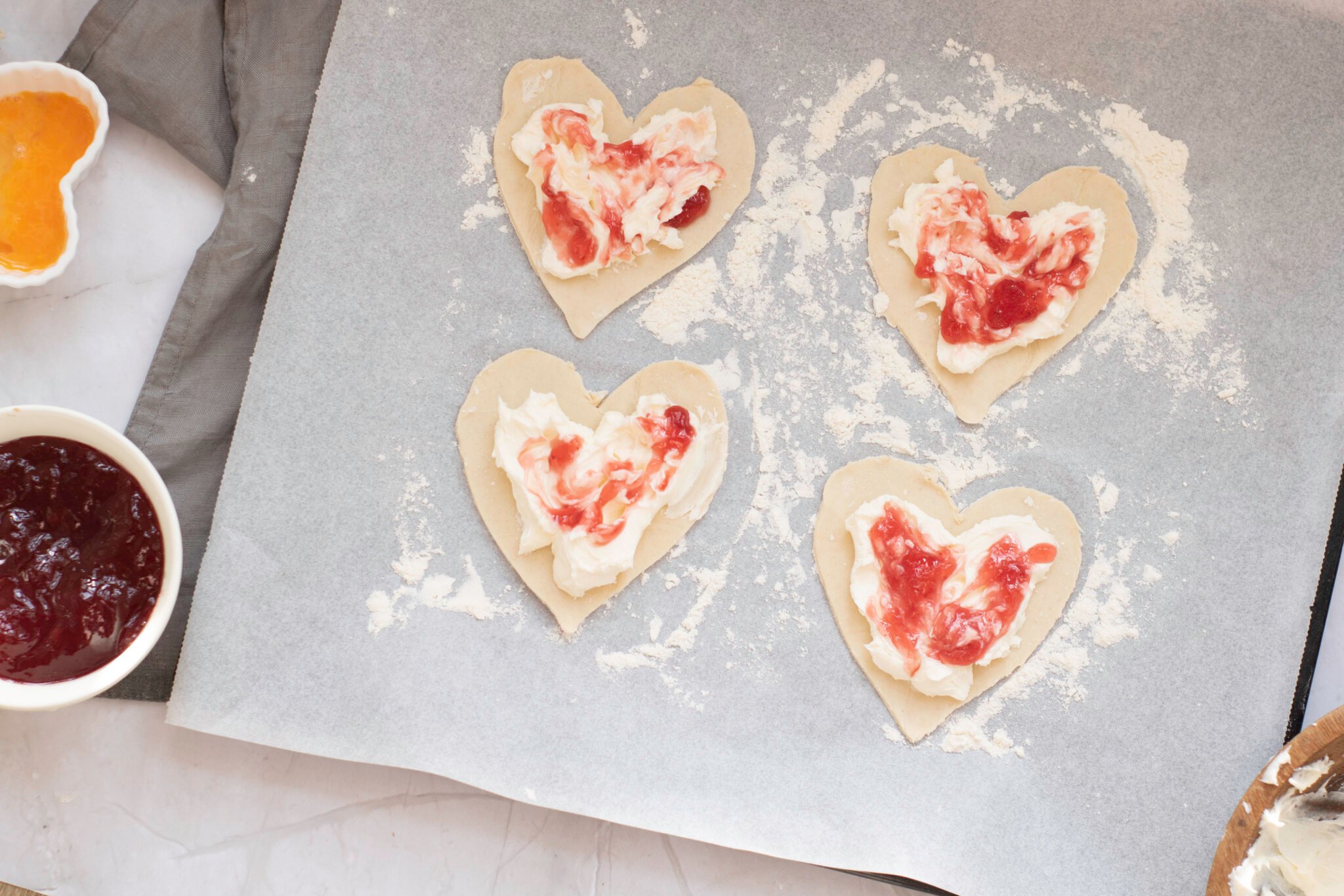 Puff Pastry Hearts Recipe with Cream Cheese and Jam - A Sparkle of Genius