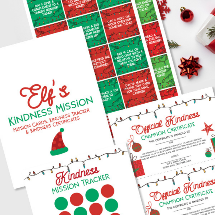 24 day Elf Kindness Challenge Ideas (free printable) - A Sparkle of Genius
