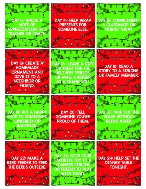 24 day Elf Kindness Challenge Ideas (free printable) - A Sparkle of Genius