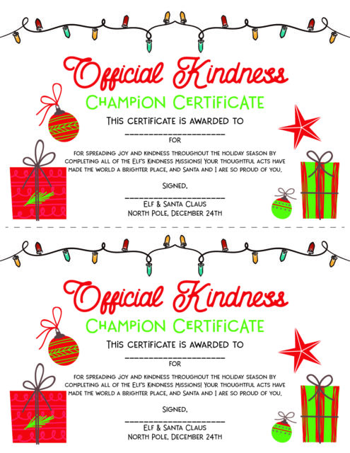 24 day Elf Kindness Challenge Ideas (free printable) - A Sparkle of Genius