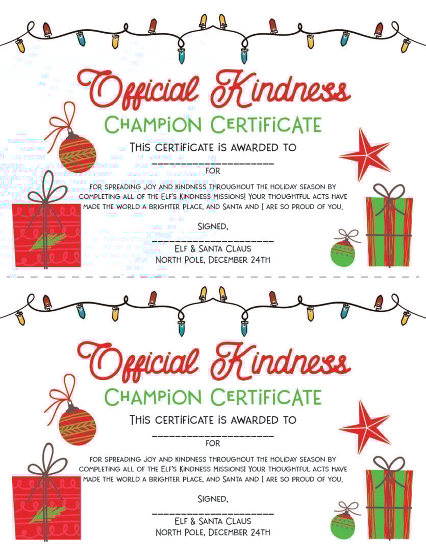 24 day Elf Kindness Challenge Ideas (free printable) - A Sparkle of Genius