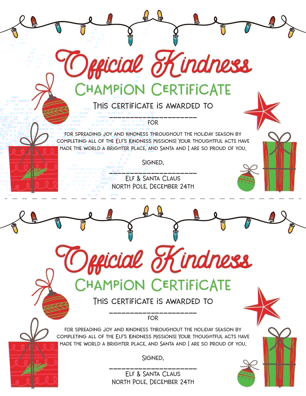 24 day Elf Kindness Challenge Ideas (free printable) - A Sparkle of Genius