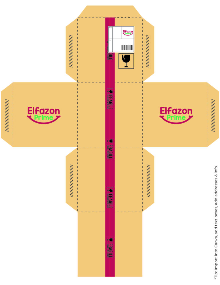 Elfazon boxes printable: Free Elf Sized Amazon box - A Sparkle of Genius