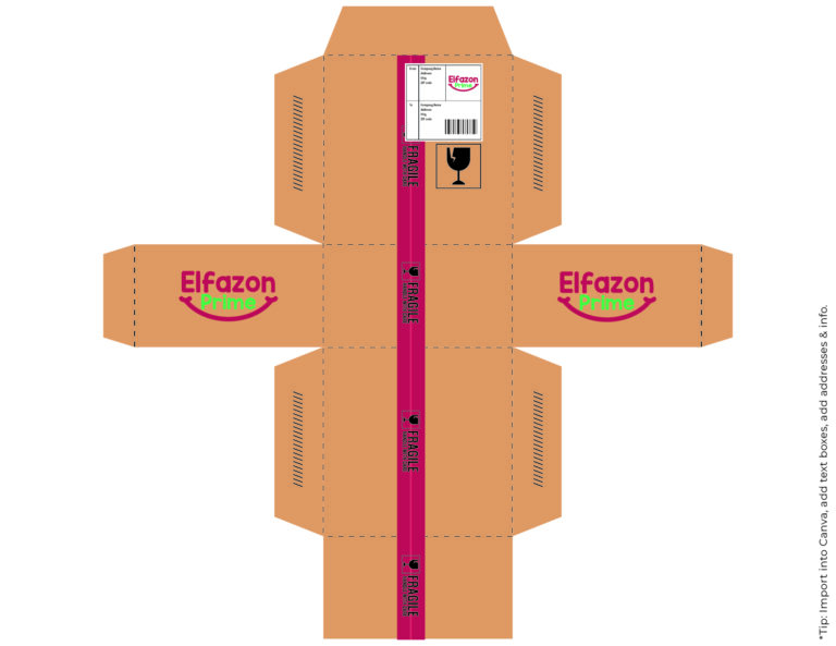 Elfazon boxes printable: Free Elf Sized Amazon box - A Sparkle of Genius