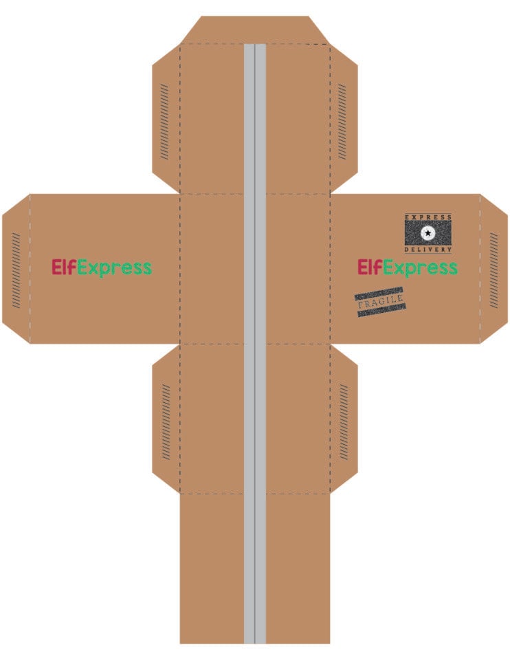 Elfazon boxes printable: Free Elf Sized Amazon box - A Sparkle of Genius