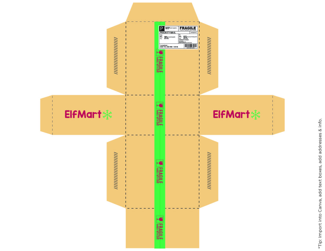 Elfazon boxes printable: Free Elf Sized Amazon box - A Sparkle of Genius