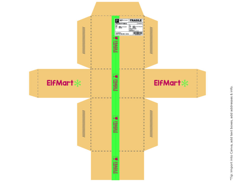 Elfazon boxes printable: Free Elf Sized Amazon box - A Sparkle of Genius