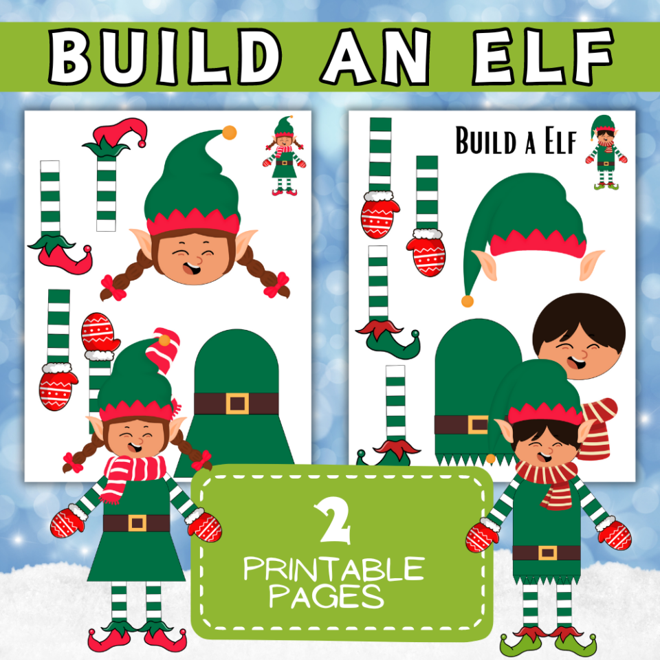 Build an Elf Printable- Free Christmas Craft for Kids - A Sparkle of Genius