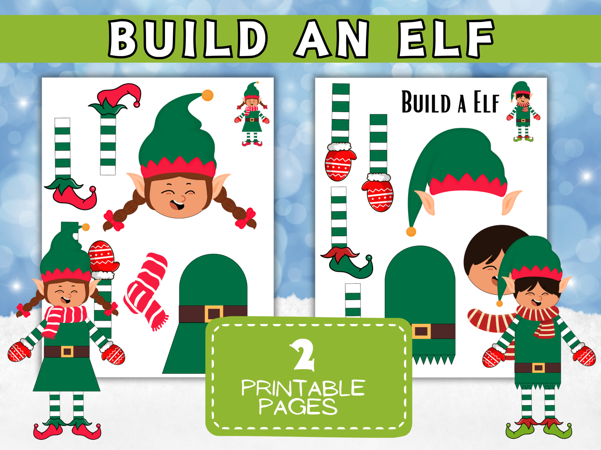 Build an Elf Printable- Free Christmas Craft for Kids - A Sparkle of Genius