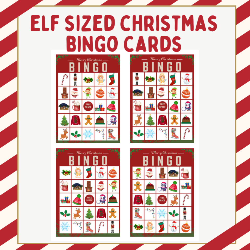Elf sized Christmas Bingo Cards - A Sparkle of Genius