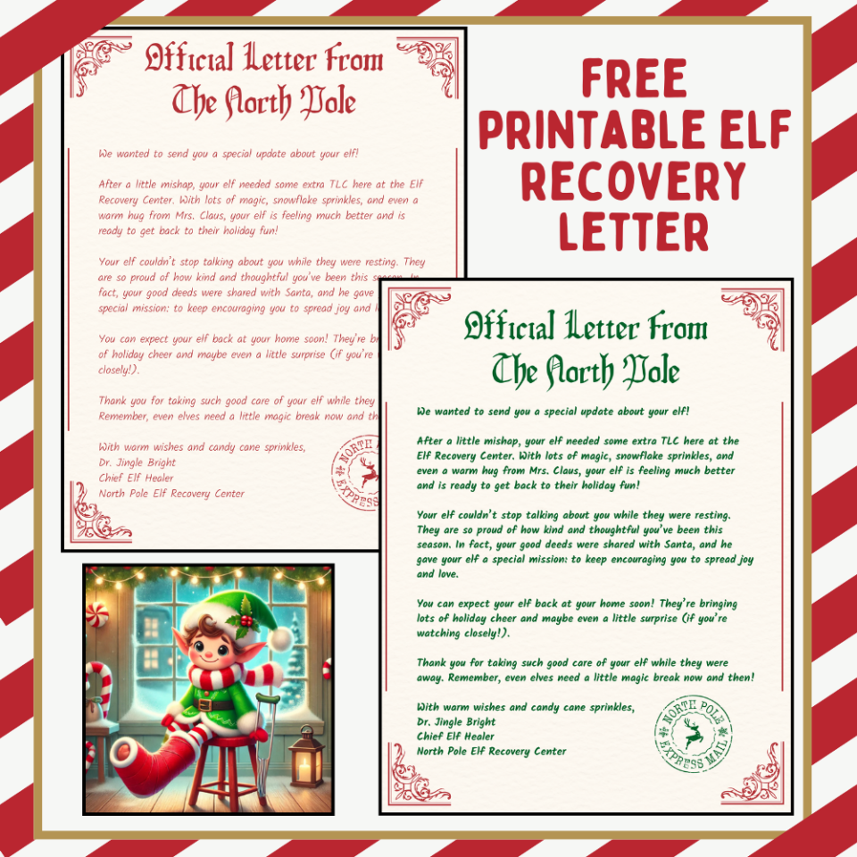 Free printable Elf recovery letter - A Sparkle of Genius